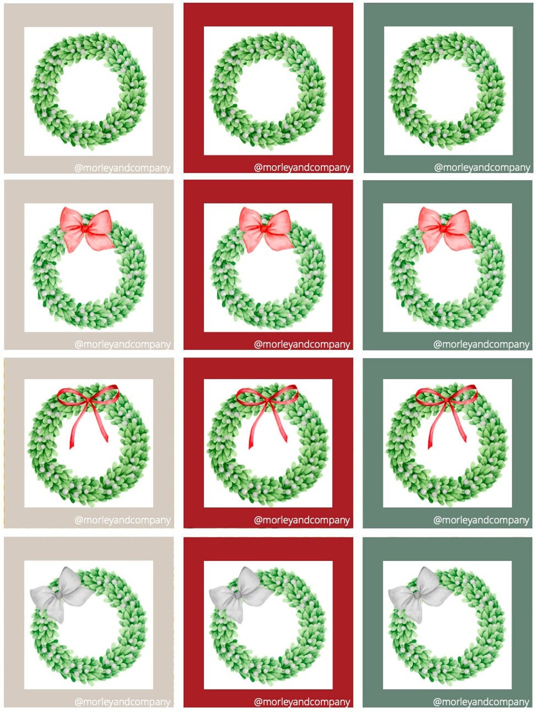 Wreaths Variety Gift Tags: Instant Download - Etsy