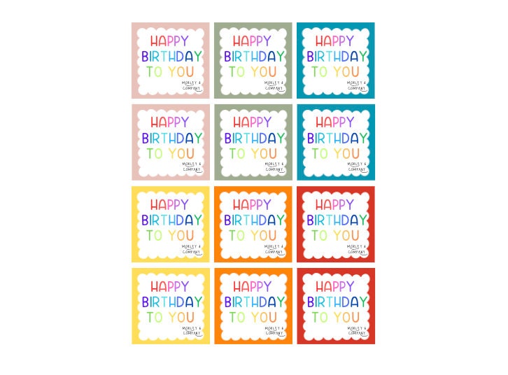 Rainbow Happy Birthday Gift Tags: Instant Download - Etsy