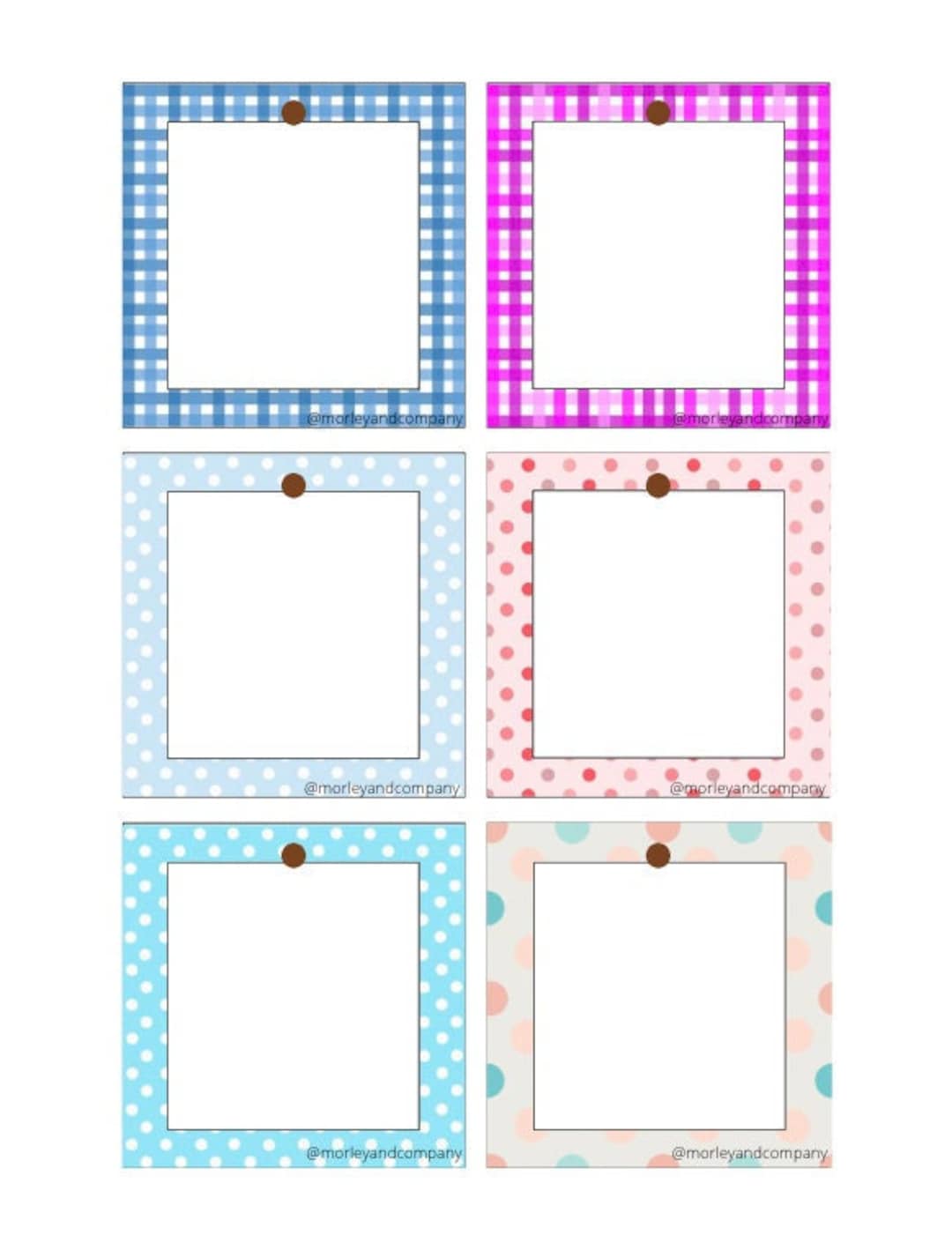 Pink and Blue Border Variety Gift Tags: Instant Download - Etsy