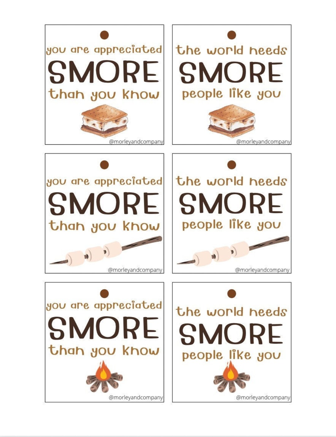 Smores Variety Gift Tags: Instant Download - Etsy