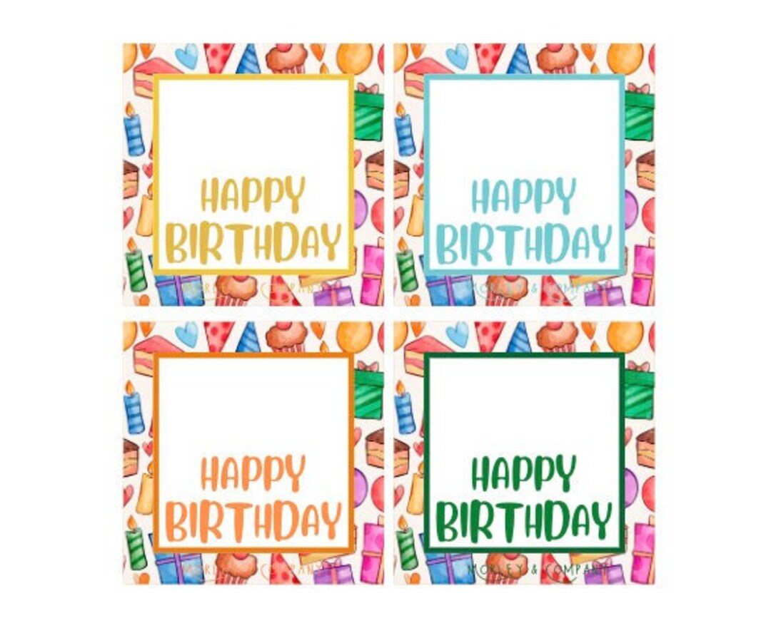 Happy Birthday Border Gift Tags: Instant Download - Etsy