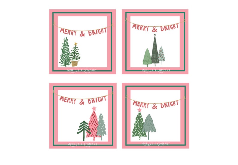 Merry & Bright Christmas Gift Tags: Instant Download - Etsy
