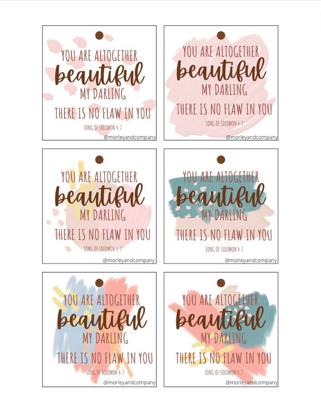 You Are Altogether Beautiful Gift Tags: Instant Download - Etsy