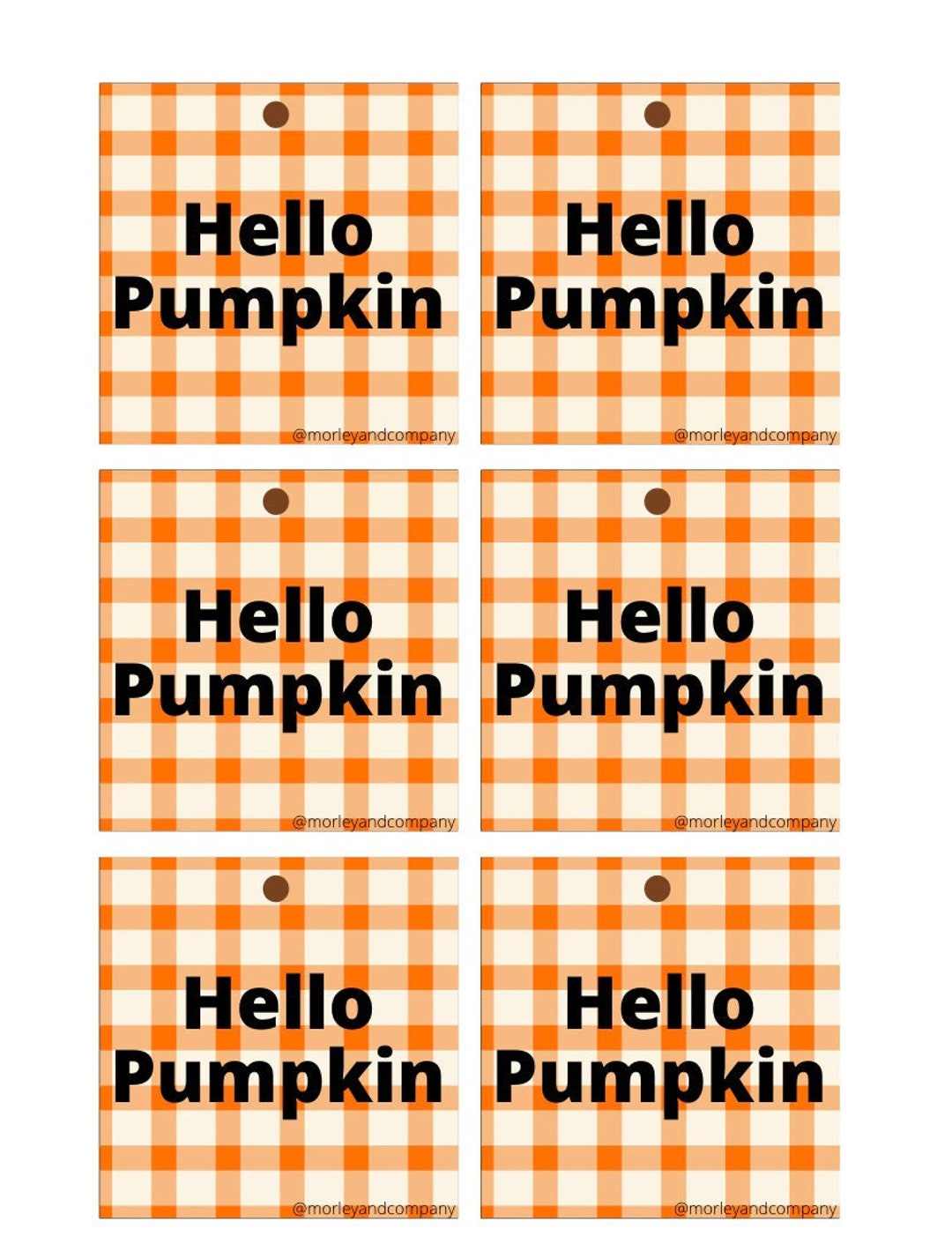 Hello Pumpkin Gift Tags: Instant Download - Etsy