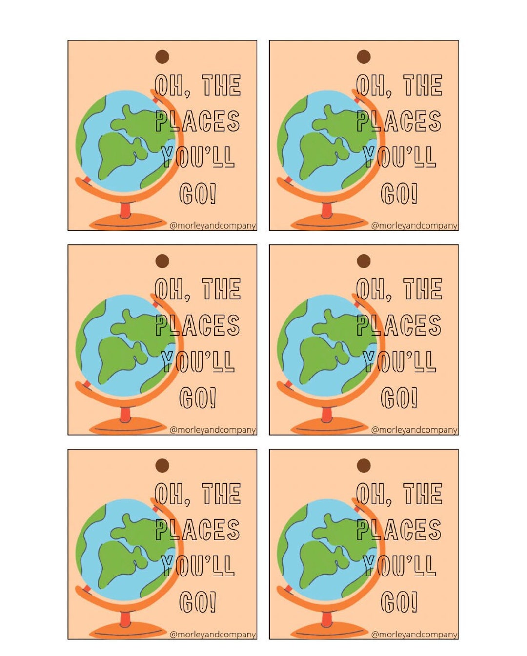 Oh the Places You'll Go Gift Tags: Instant Download - Etsy