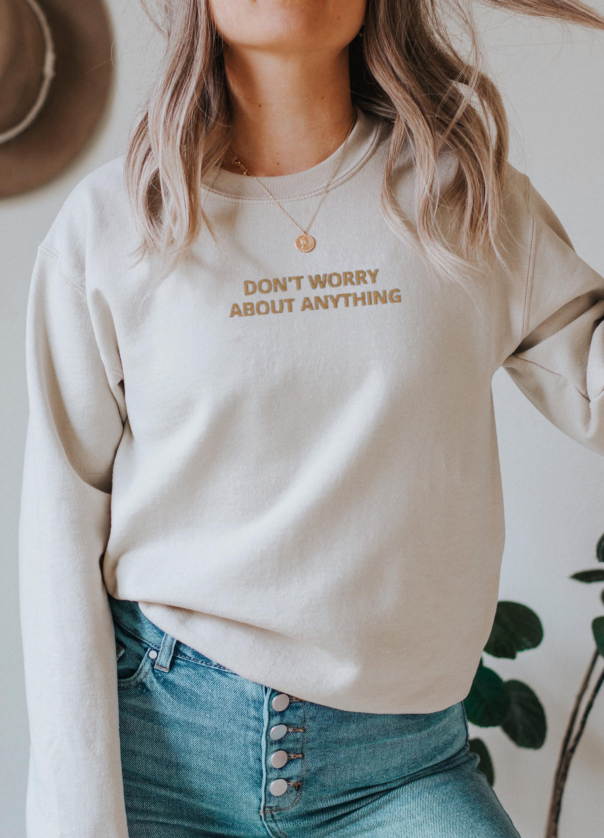 Pray About Everything Embroidered Christian Crewneck Faith Based Merch ...