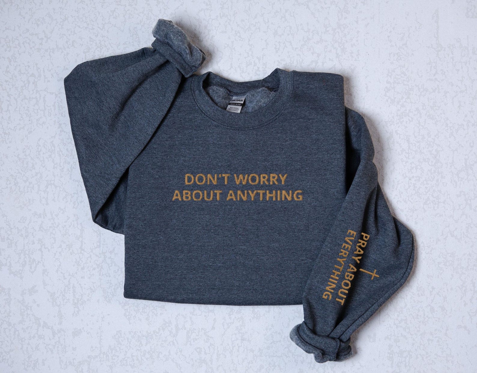 Pray About Everything Embroidered Christian Crewneck Faith Based Merch ...