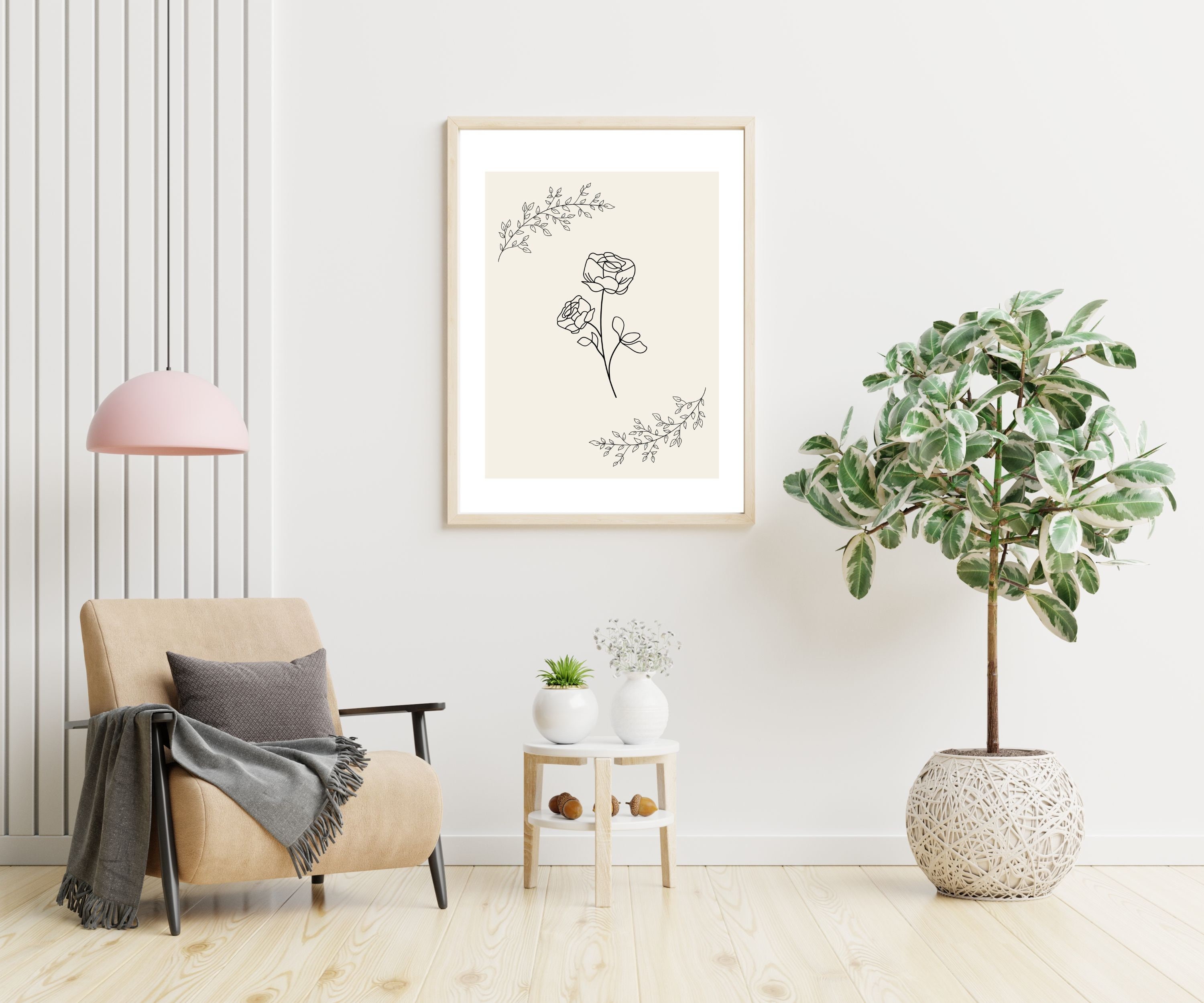 Minimalist Abstract Rose Line Art Instant Download Office - Etsy