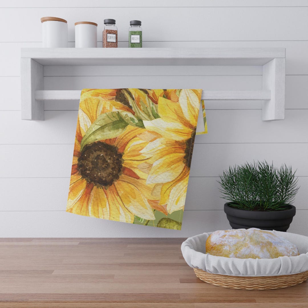 Sunflower Tea Towels Set - Home Decor, Kitchen Accessory, Gift for Her ...