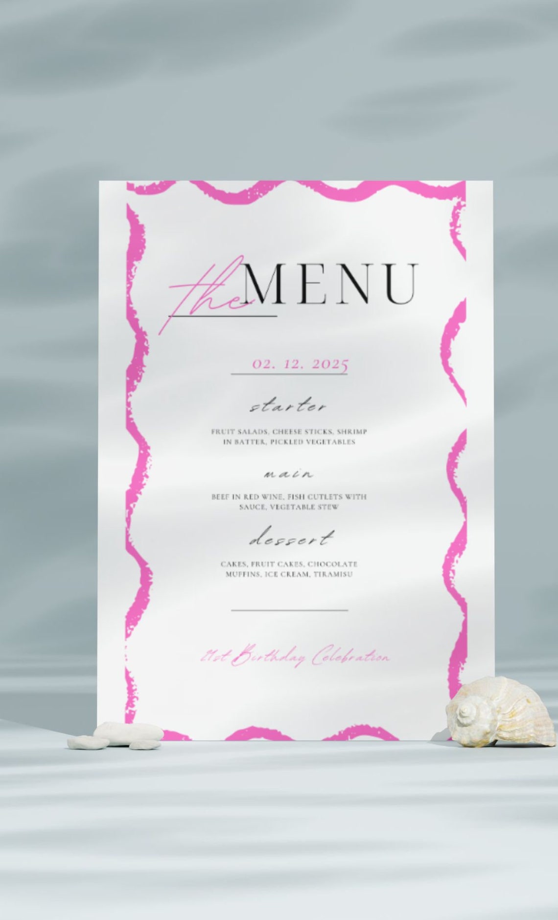 Editable Menu Card Template, All White Affair Gold Theme Party, Modern ...