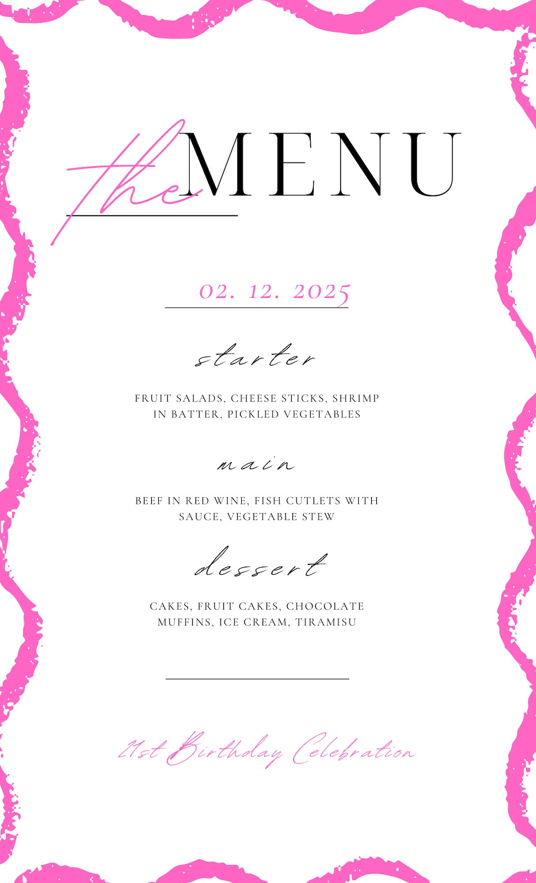 Editable Menu Card Template, All White Affair Gold Theme Party, Modern ...