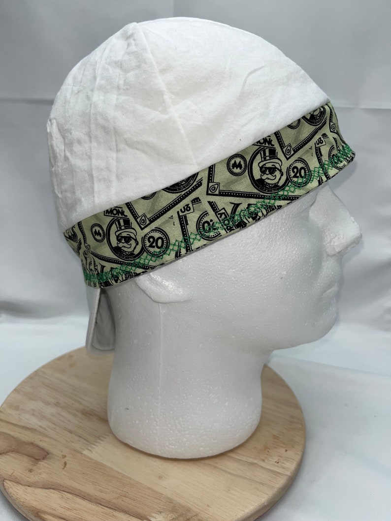 White Embroidered Mr. Monopoly With Monop Money Band Welding Cap ...