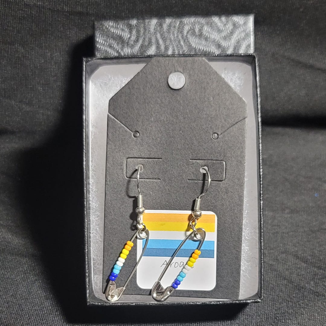 Aroace Pride Flag Beaded Safety Pin Earrings Jewelry Gay Pride LGBTQIA+ ...