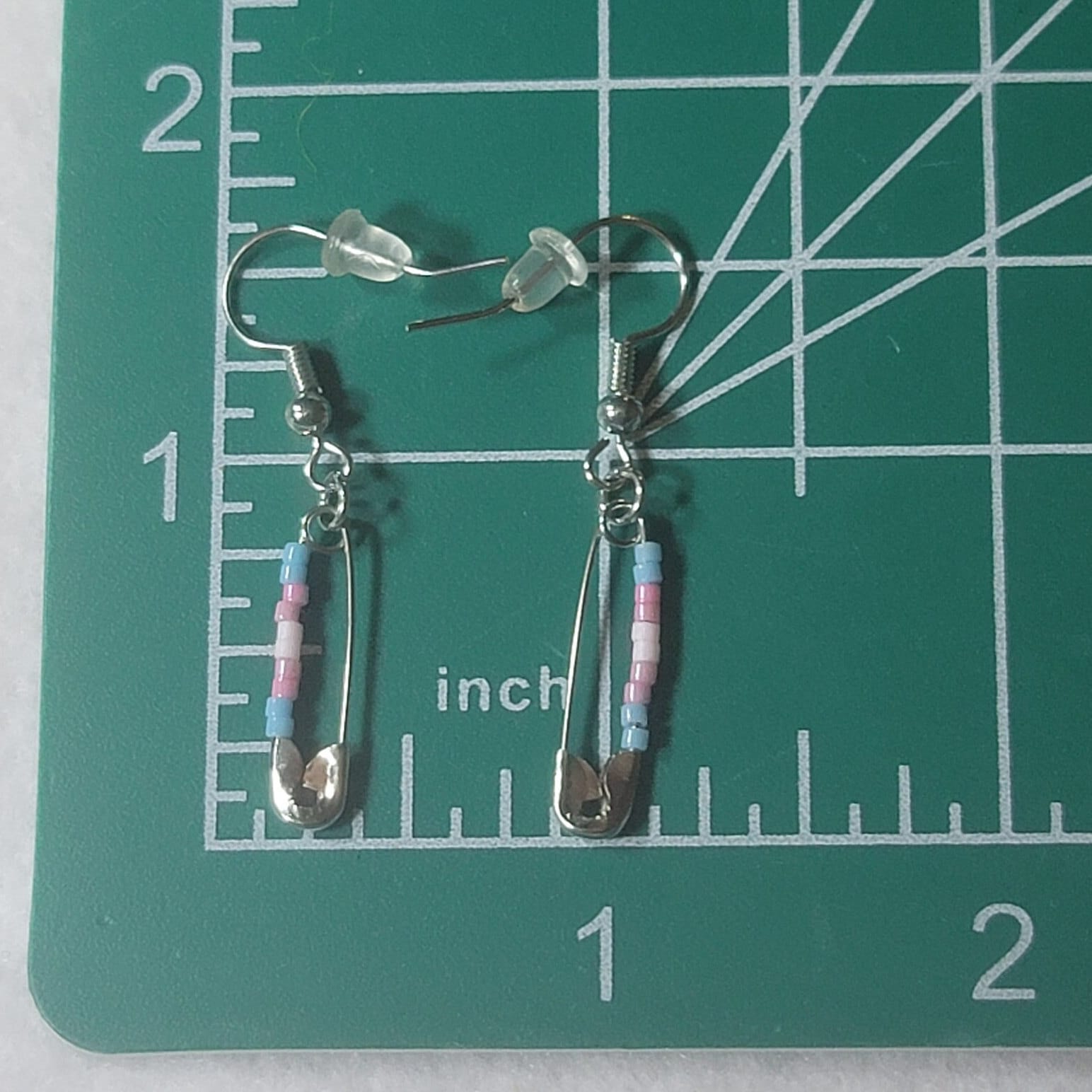 Transgender Trans Pride Flag Opaque Beaded Safety Pin Earrings Jewelry ...