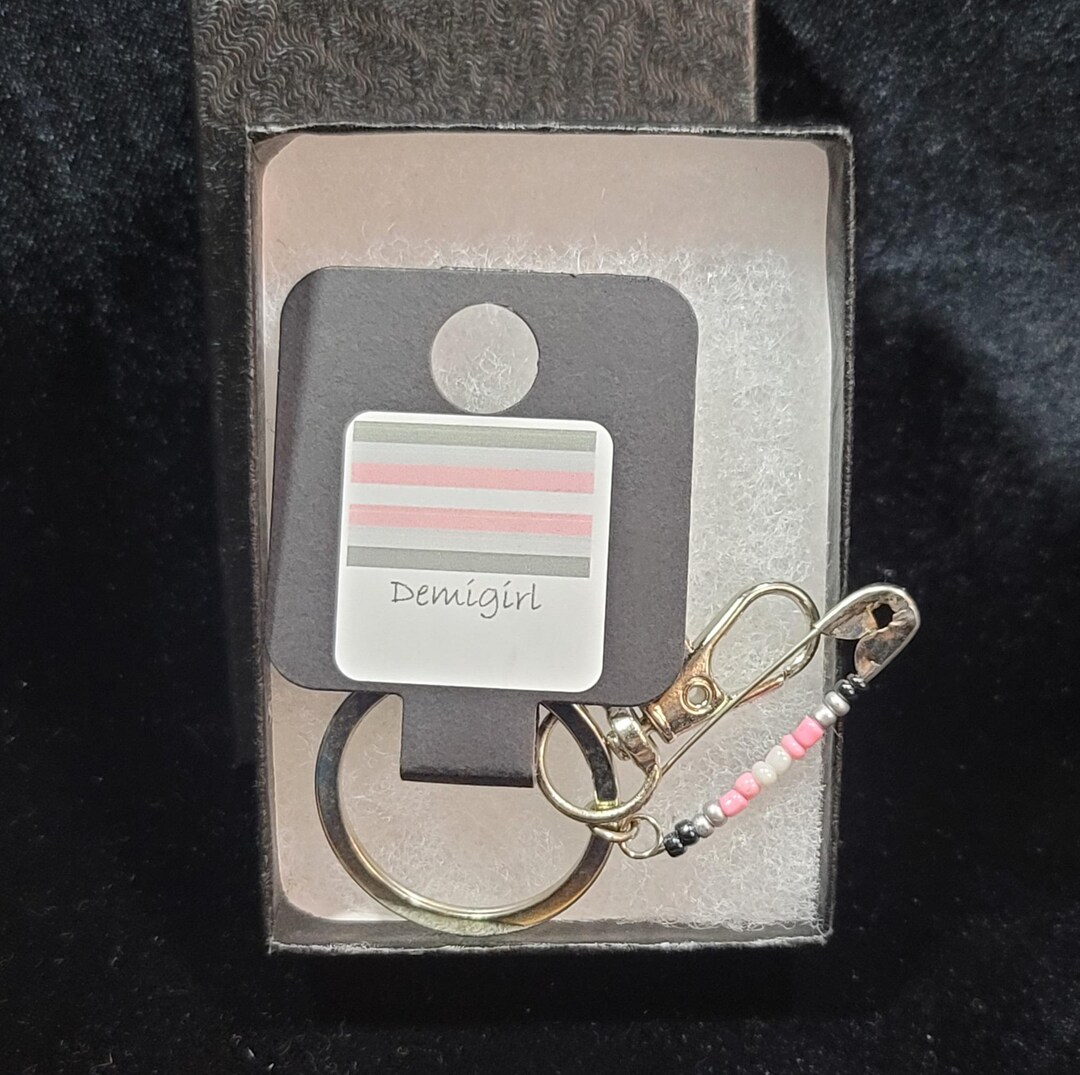 Demigirl Demi Girl Rainbow Pride Flag Beaded Safety Pin Keychain ...
