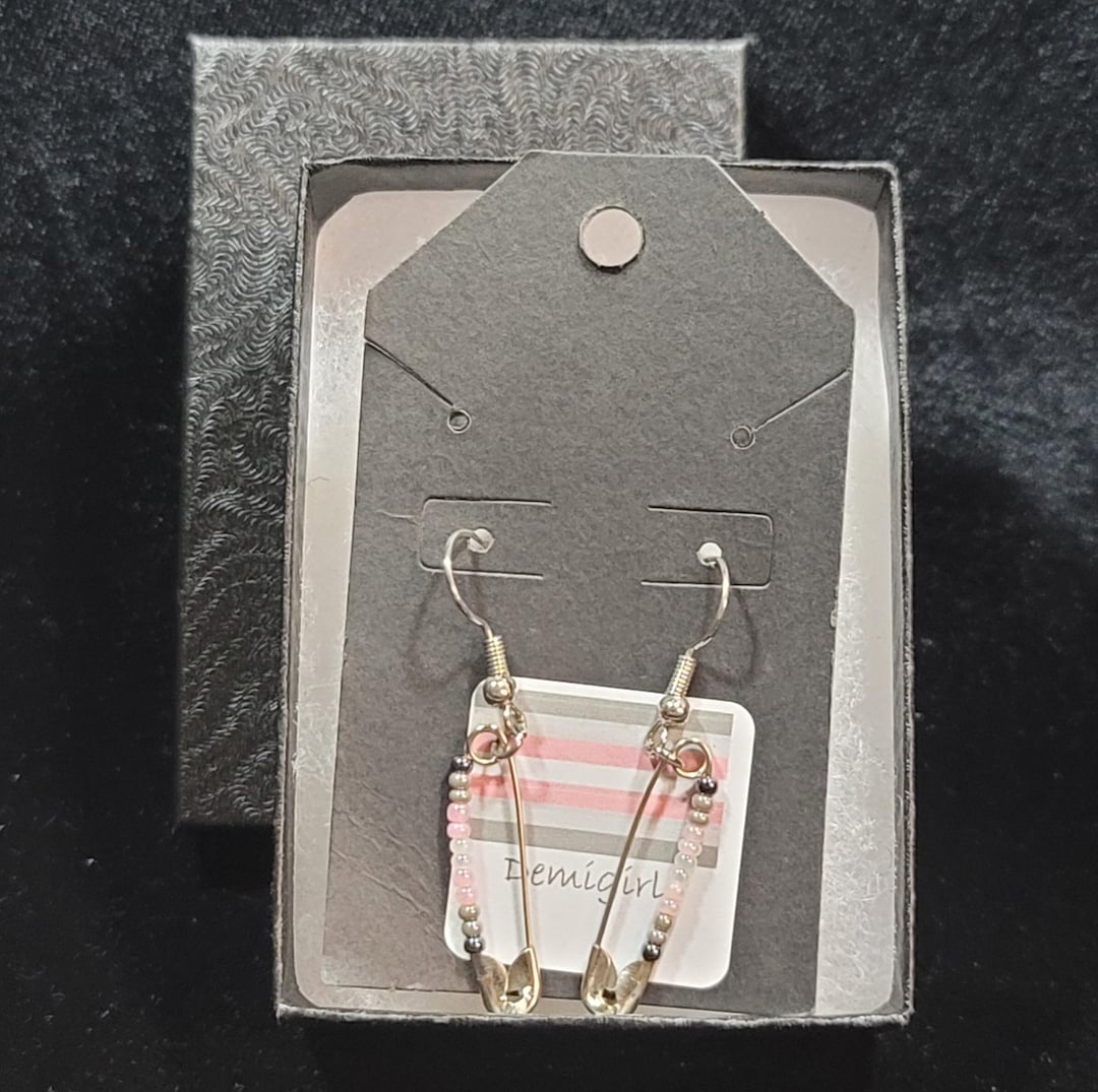 Demigirl Demi-girl Pride Flag Beaded Safety Pin Earrings Jewelry Gay ...