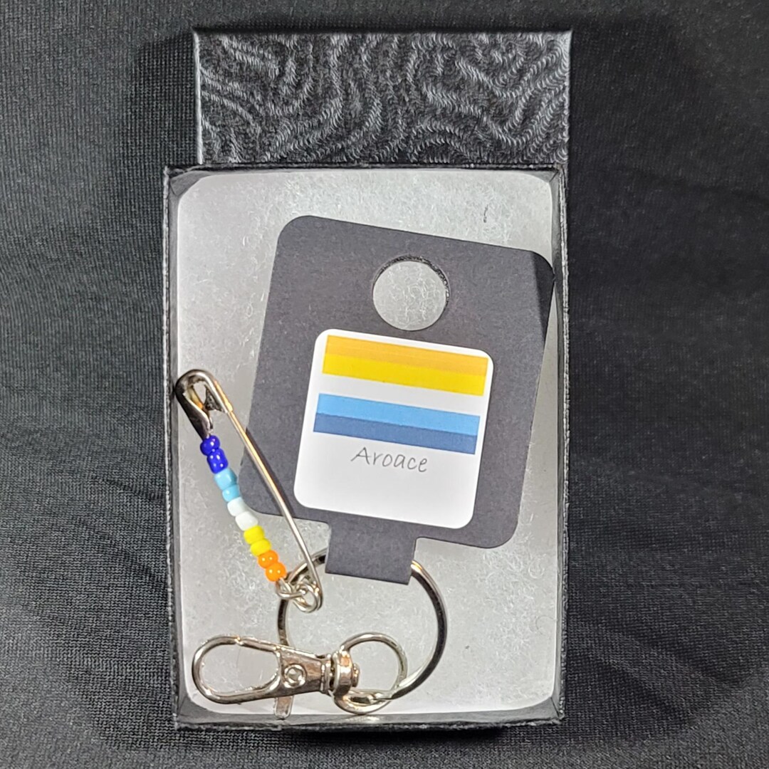 Aroace Pride Flag Beaded Safety Pin Keychain Rainbow Jewelry Gay Pride ...