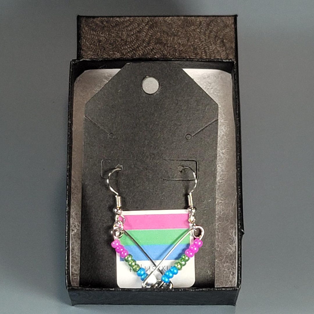 Polysexual Pan Pride Flag Beaded Safety Pin Earrings Jewelry Gay Pride ...