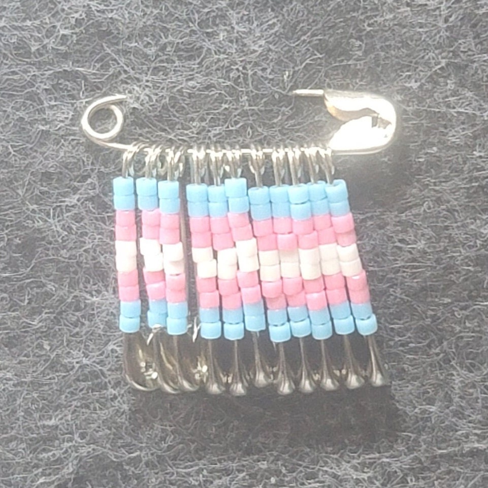 Transgender Trans Pride Flag Pin Opaque Beaded Safety Pin Jewelry Gay ...