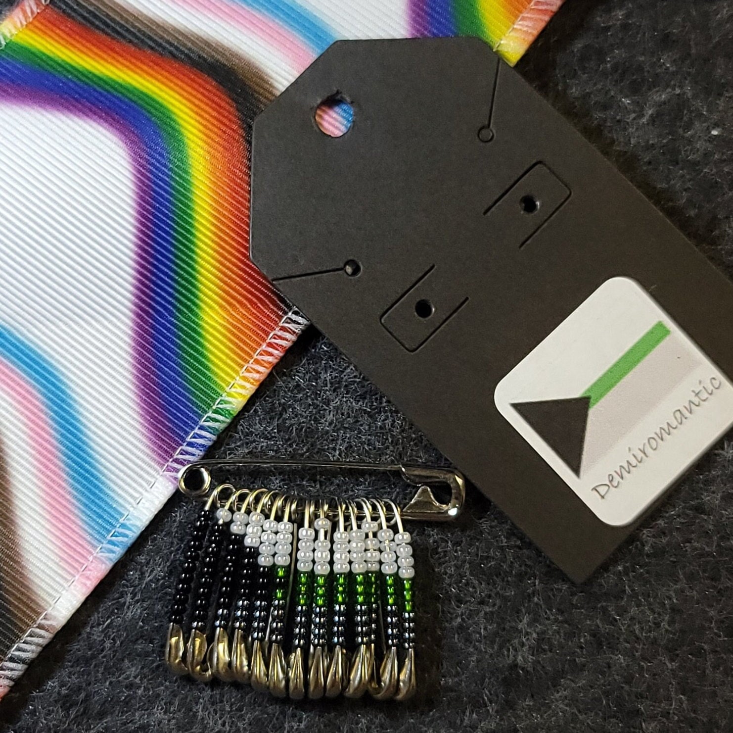 Demiromantic Demi-romantic Pride Flag Beaded Safety Pin Jewelry Gay ...