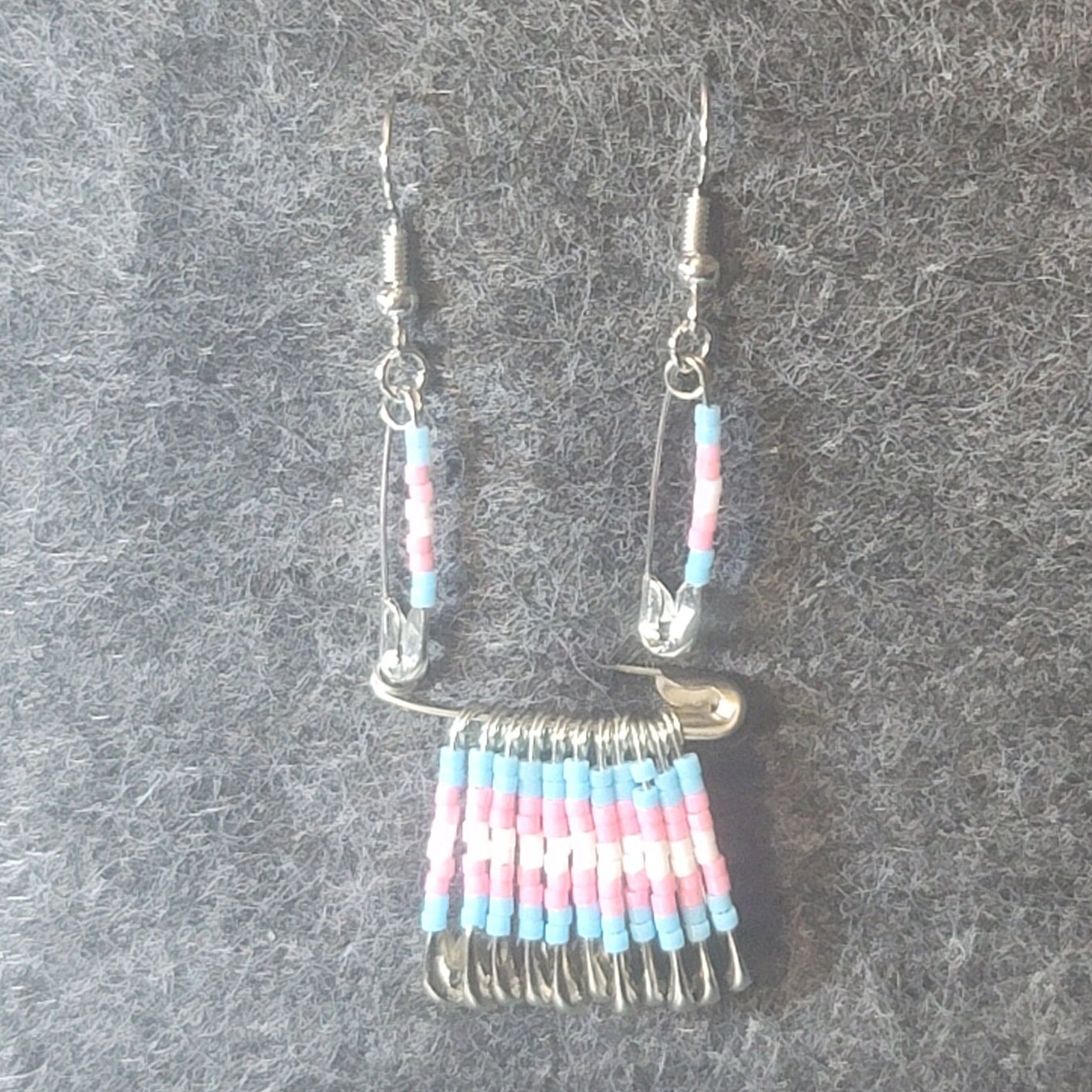 Transgender Trans Pride Flag Opaque Beaded Safety Pin Earrings Jewelry ...
