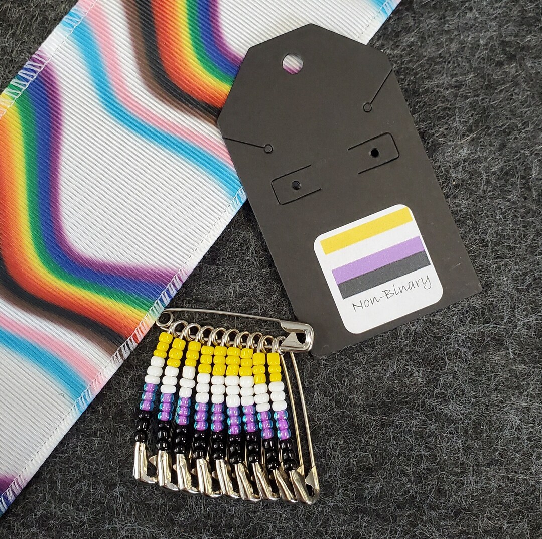 Nonbinary Non-binary Pride Flag Beaded Safety Pin Jewelry Gay Pride ...