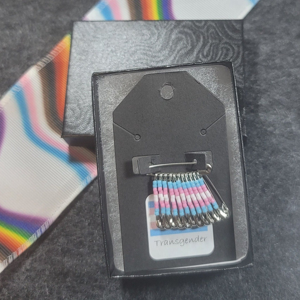 Transgender Trans Pride Flag Pin Opaque Beaded Safety Pin Jewelry Gay ...