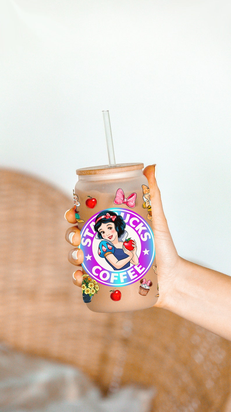 Snow White Glass Tumbler, Snow White Birthday, Princess Glass Cup, Snow ...