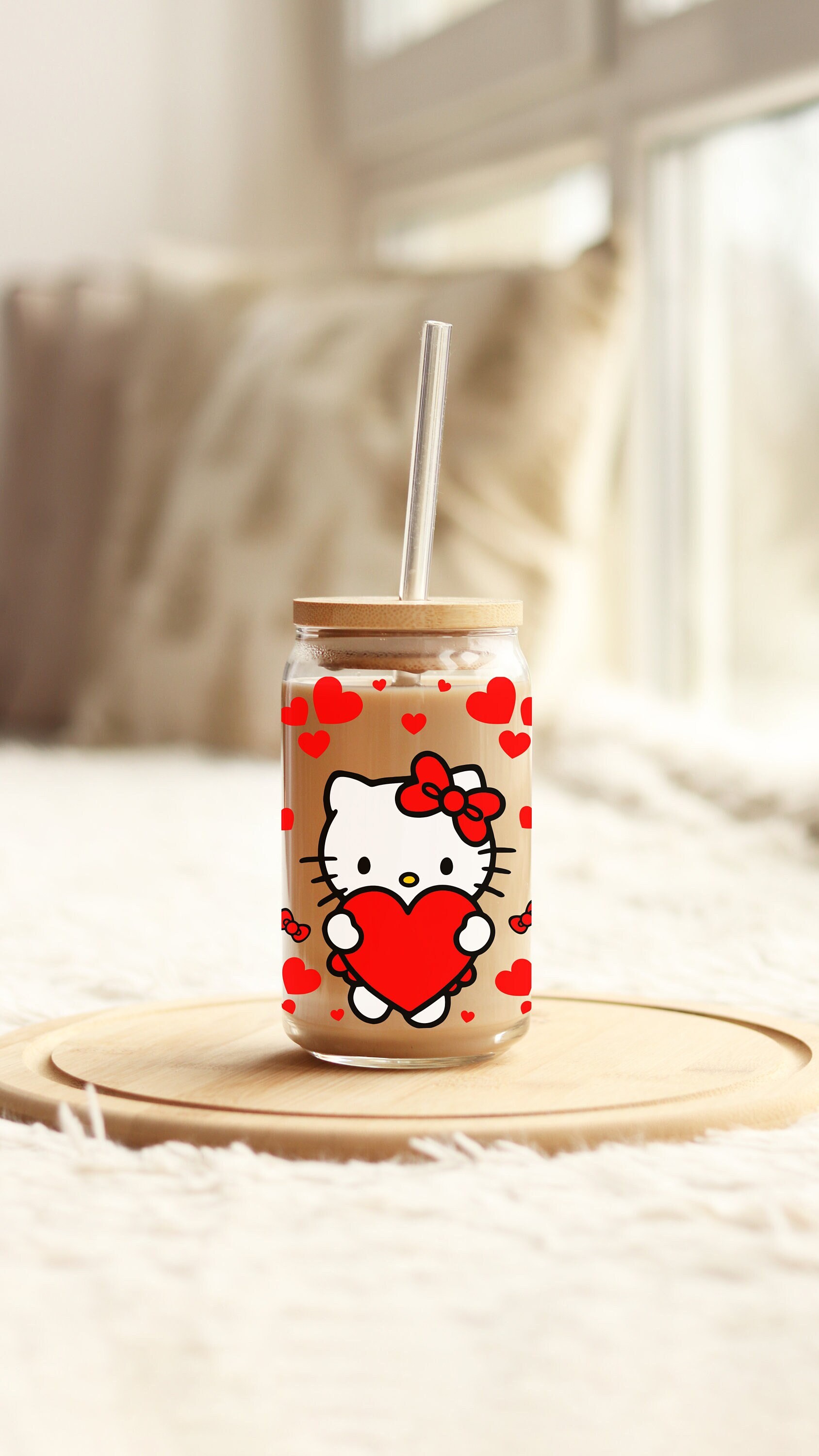 Hello Kitty Glass Tumbler, Kitty Birthday, Cute Hello Kitty Gift, Kitty ...