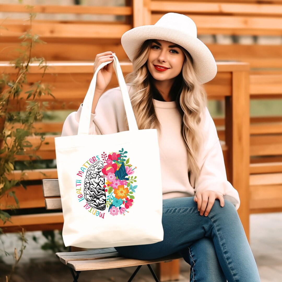 Brain Bag, Mental Health Tote Bag, Brain Tote Bag, Anatomy Flower Brain ...