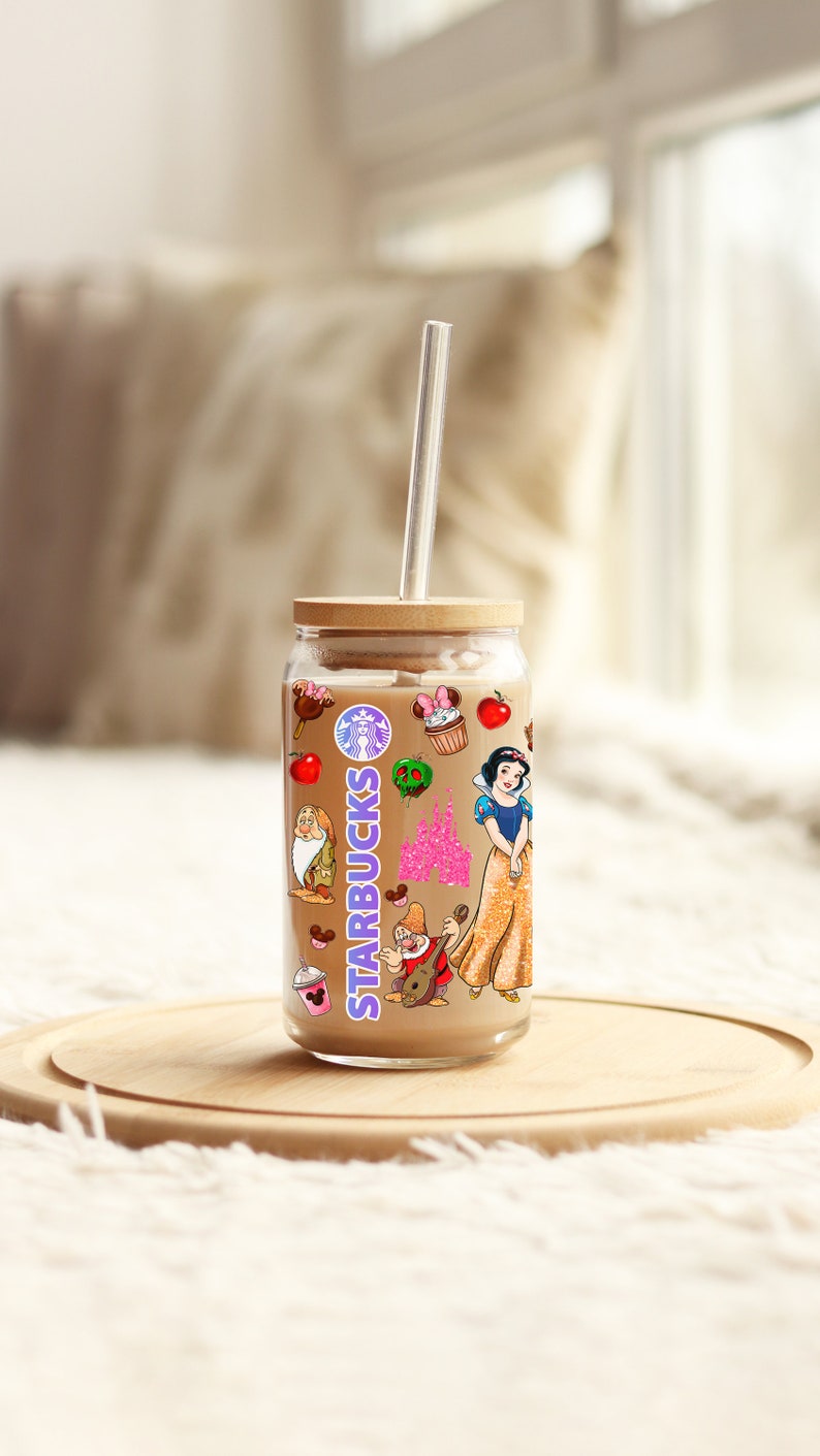 Snow White Glass Tumbler, Snow White Birthday, Princess Glass Cup, Snow ...