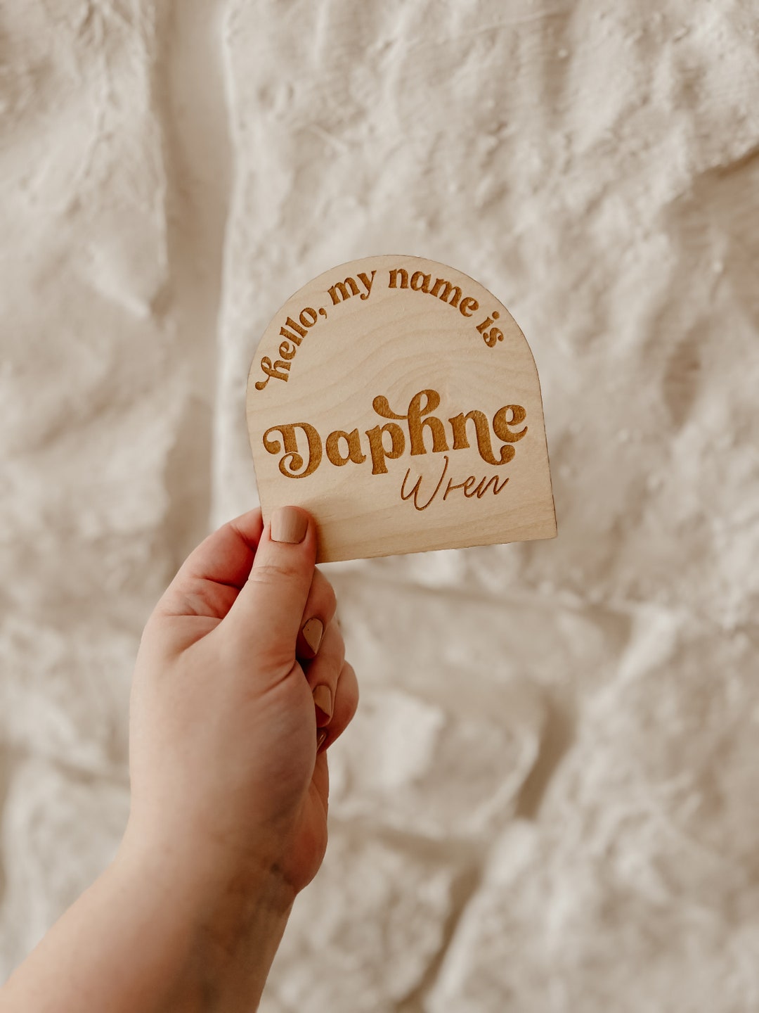 Arch Baby Name Sign | Wooden Name Disc, Name Announcement, Nursery ...