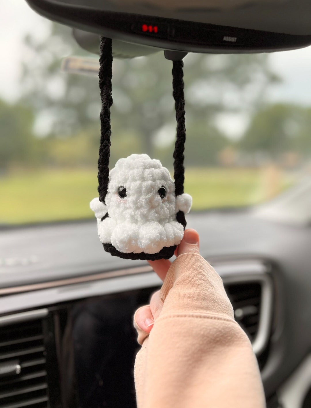 Swinging Ghost | Handmade Crochet Plush, Mirror Hanger, Mirror ...