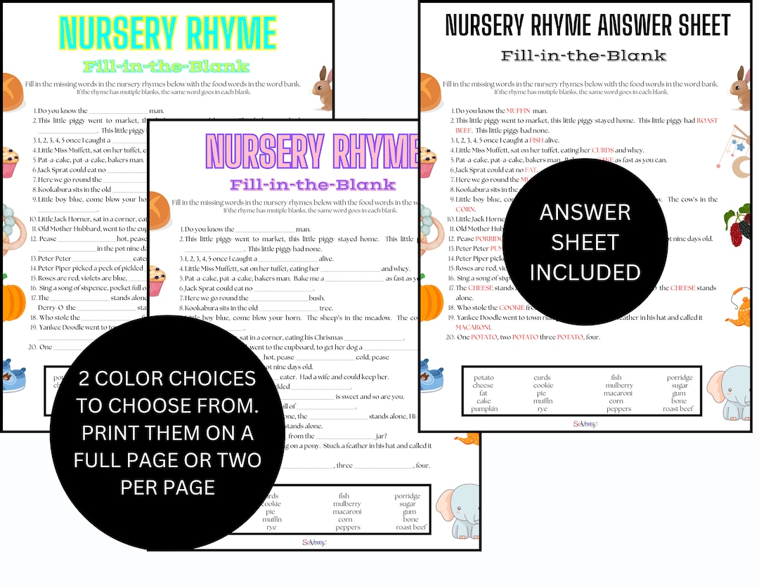 Baby Shower Nursery Rhyme Fill-in-blank - Etsy