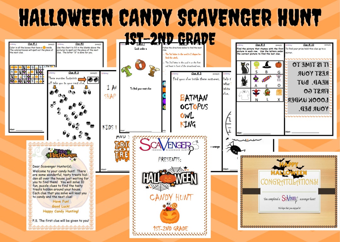 1st-2nd Grade Halloween Scavenger Candy Hunt - Etsy
