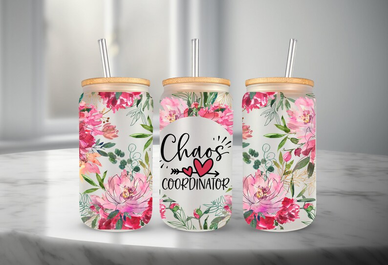 16oz Libbey Glass Can-sublimation Design-cute and Trendy Cups-chaos ...