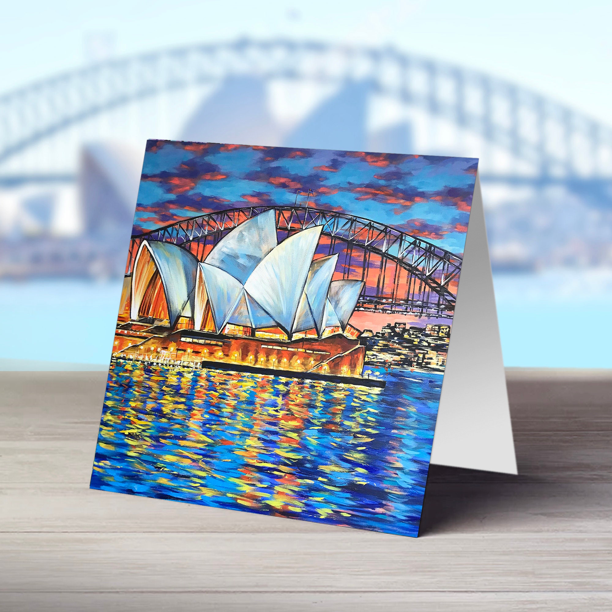 Sydney Opera House at Night Square Greeting Cards, 14x14 Cm Greeting ...