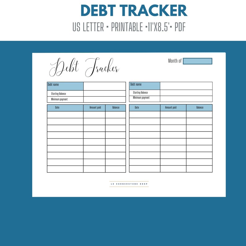 Debt Payment Tracker Printable, Debt Tracker Printable, Snowball Debt ...
