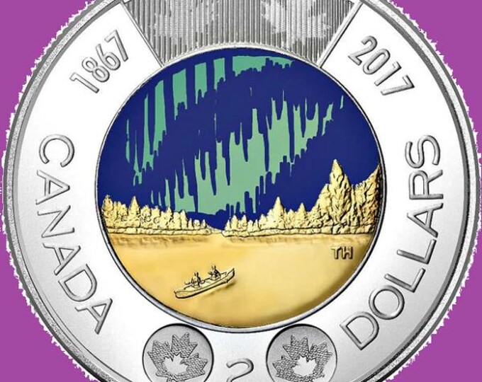 Northern Lights Canadian Toonie | Glow in the Dark Coloured Coin ...
