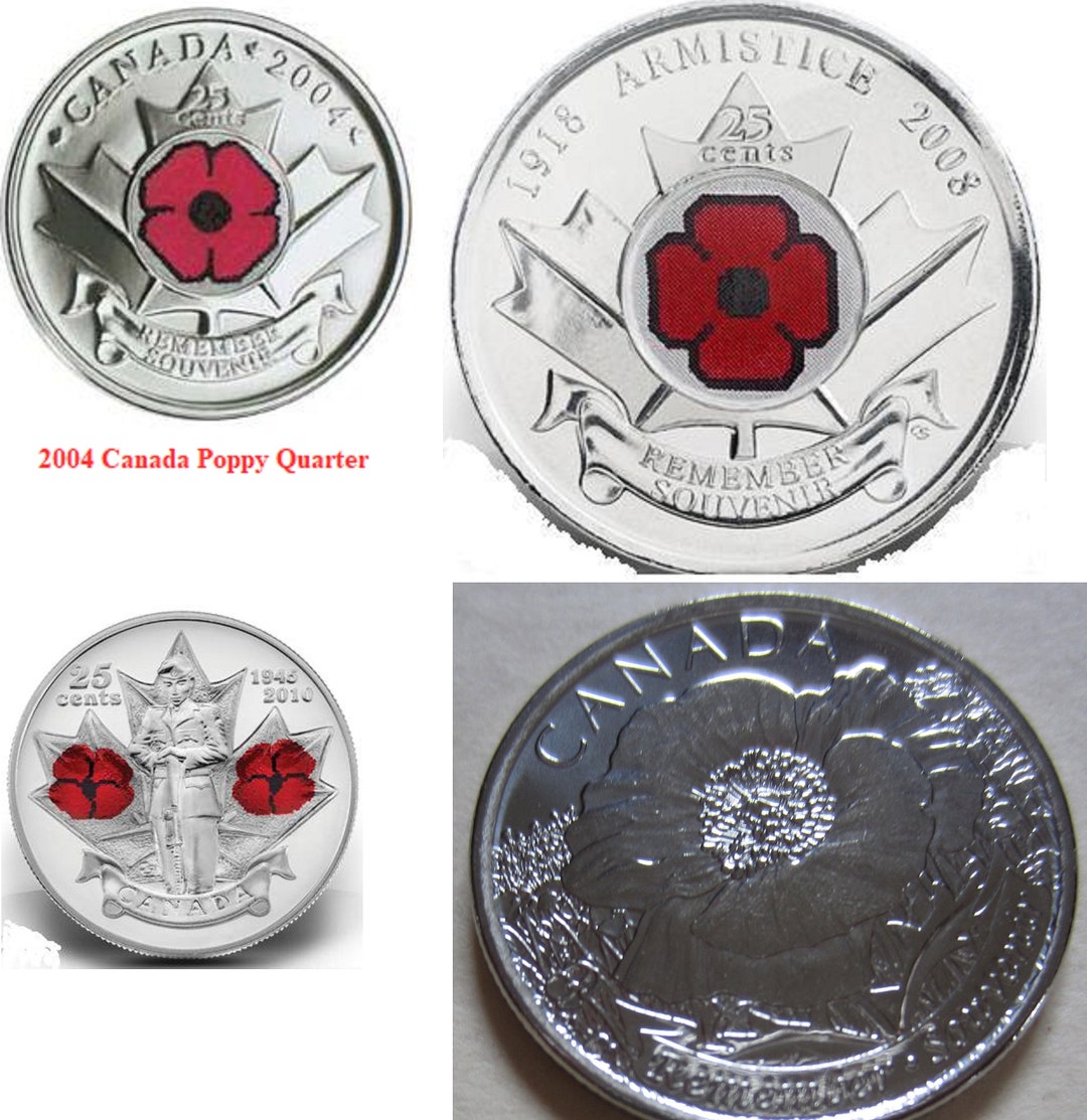 Complete Set (2004-2015) of Four Canada Poppy Quarters MINT UNC 25 ...
