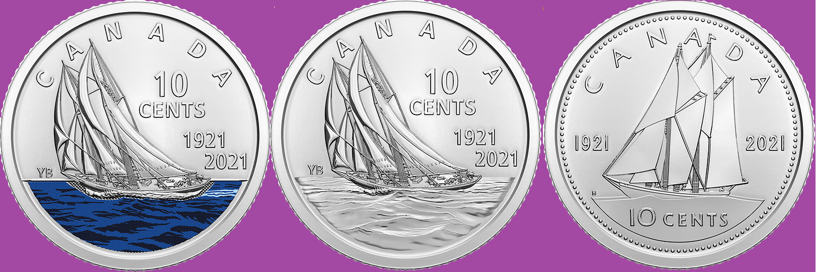Set of Three 2021 Canada Bluenose 100th Anniversary Dime Coins - Etsy ...