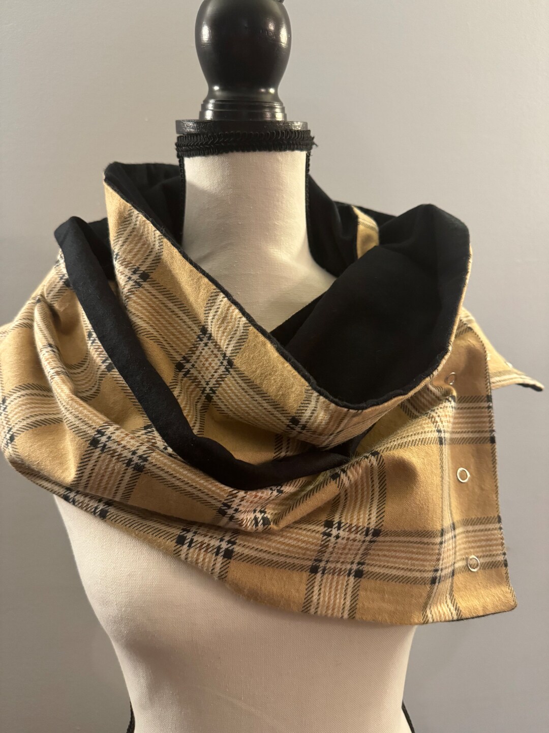 Reversible Flannel Scarf, Plaid Scarf, Button Scarf - Etsy