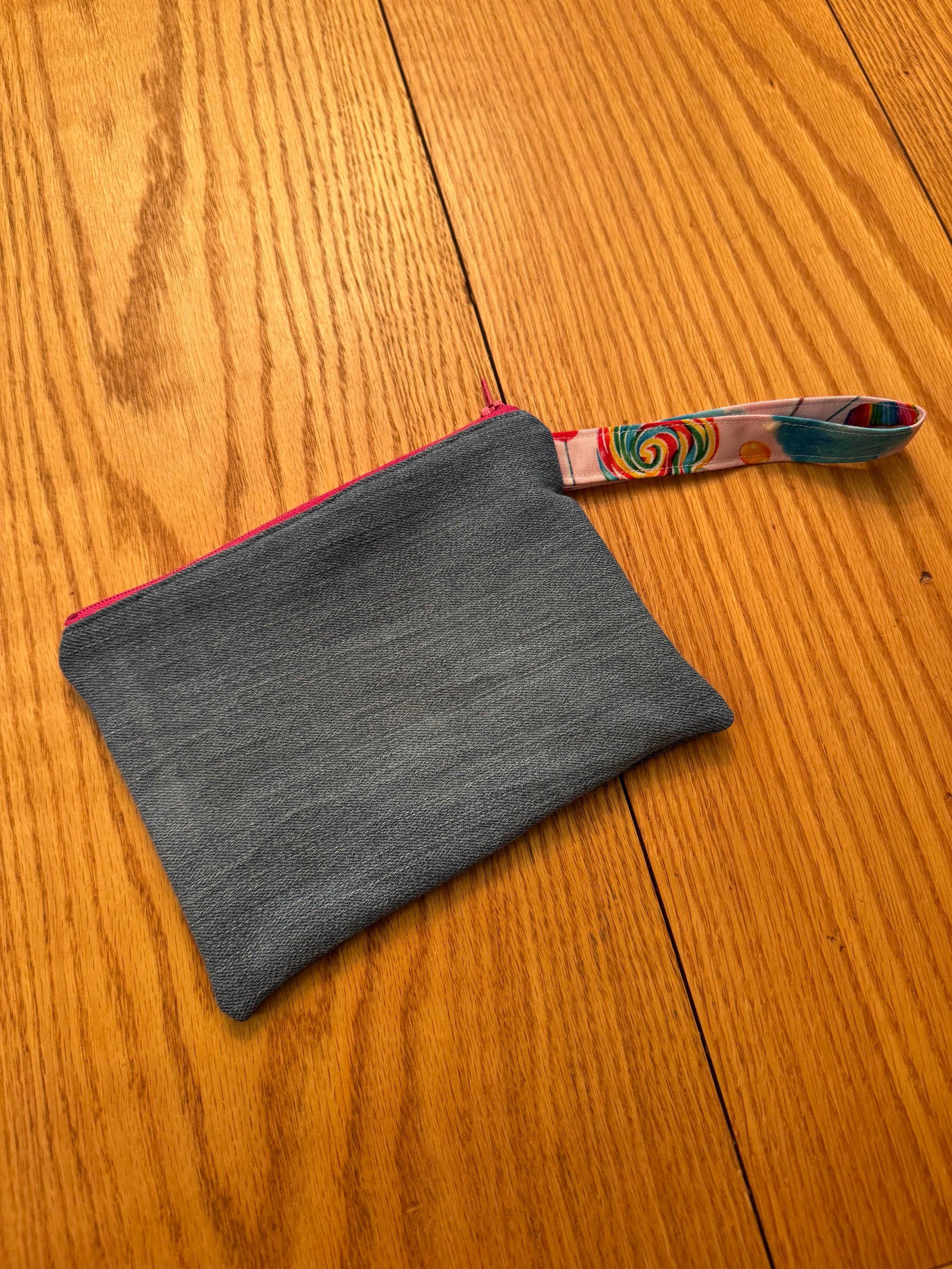 Upcycled Denim Wristlet: Cell Phone Bag With Pink Zipper - Etsy