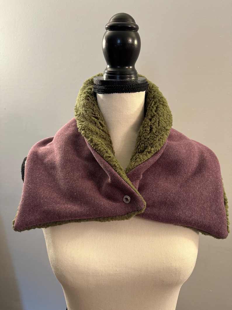Purple Stretch Knit & Sherpa Fleece Neck Scarf, Neck Scarf, Neck Warmer ...