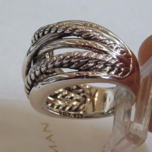 David Yurman Wide Crossover Sterling Silver Cable Band Ring Size 10 W ...
