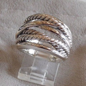 David Yurman Wide Crossover Sterling Silver Cable Band Ring Size 10 W ...