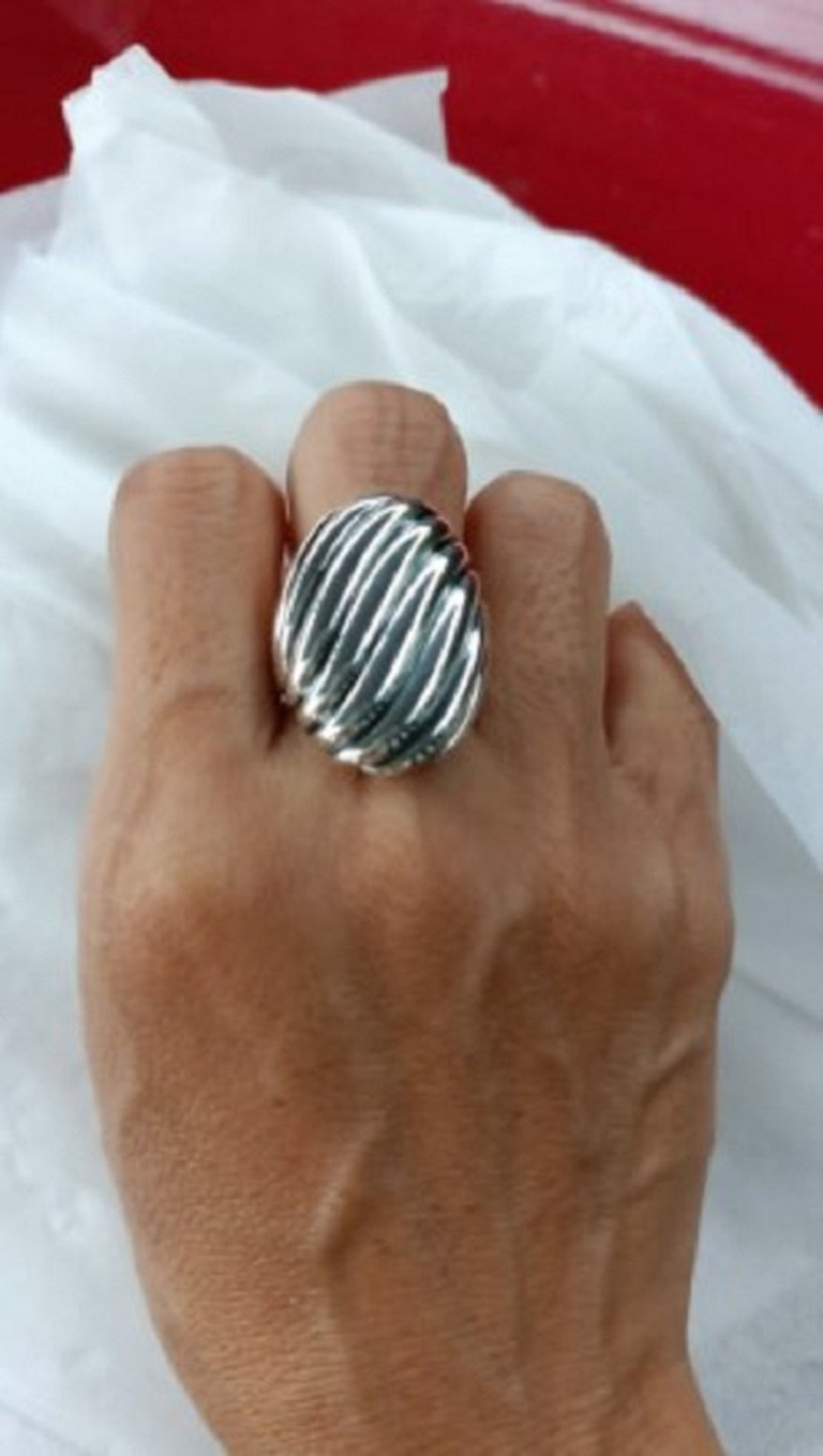 David Yurman Sterling Silver Large 40mm Cable Band Ring Size 9 W/ DY ...