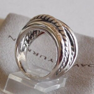 David Yurman Wide Crossover Sterling Silver Cable Band Ring Size 10 W ...