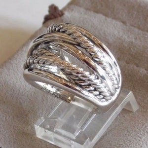 David Yurman Wide Crossover Sterling Silver Cable Band Ring Size 10 W ...