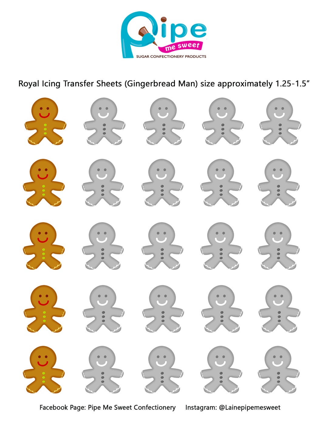 Gingerbread Man Royal Icing Transfer Sheet - Etsy
